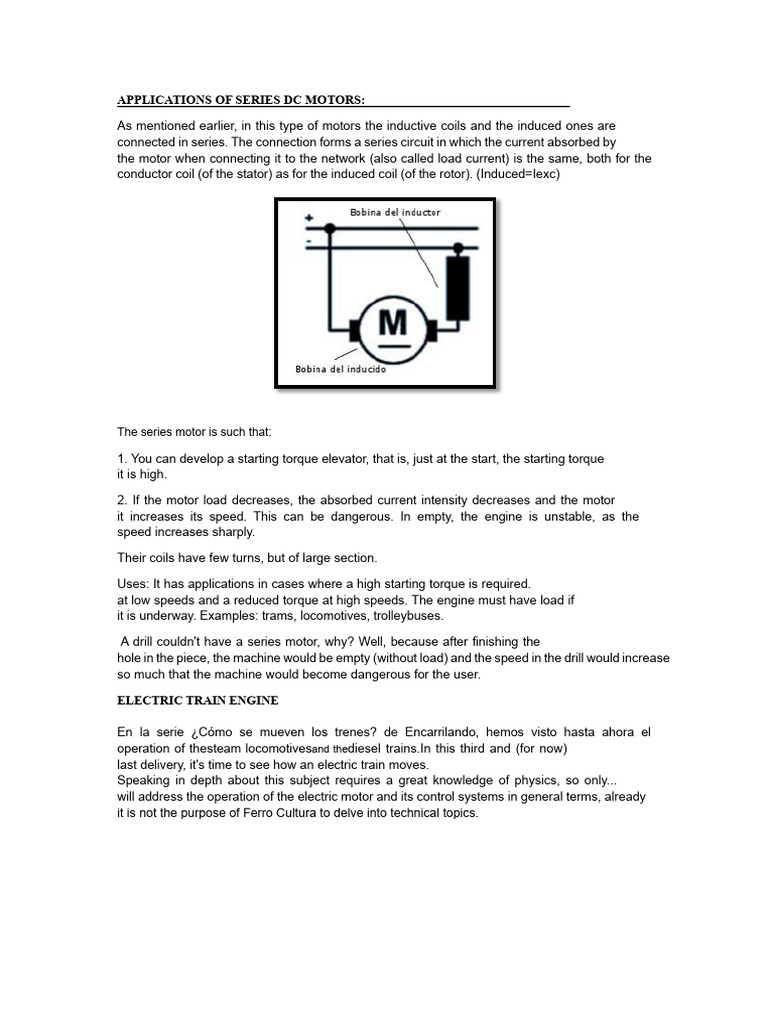 Series DC Motor Applications | PDF | Electric Motor | Direct Current