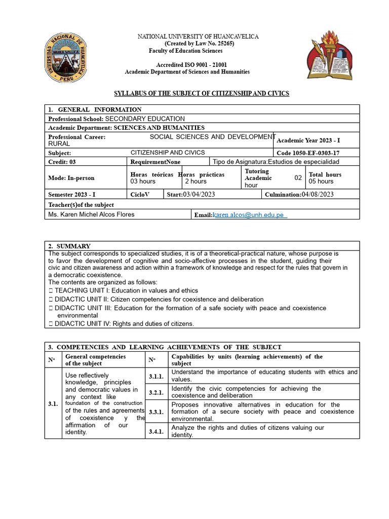Syllabus of Citizenship and Civics. KMAF | PDF | Evaluation | Civics