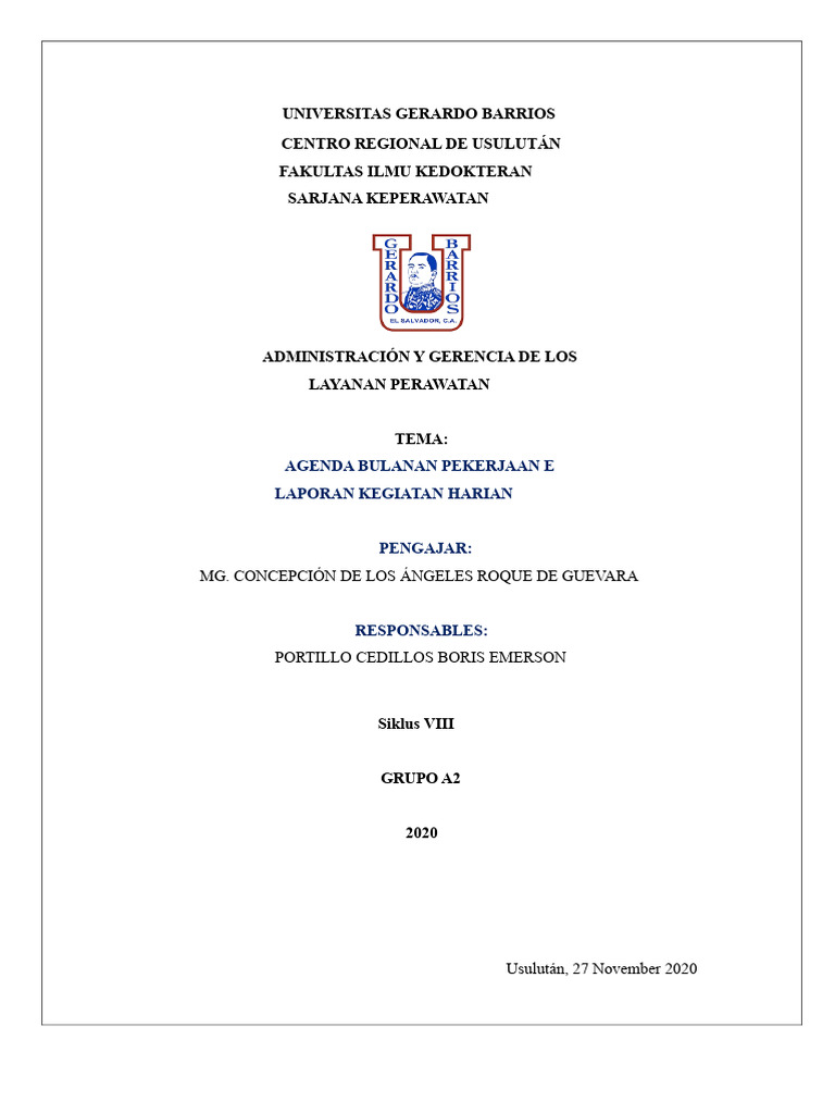 Agenda Bulanan Keperawatan November 2020 | PDF