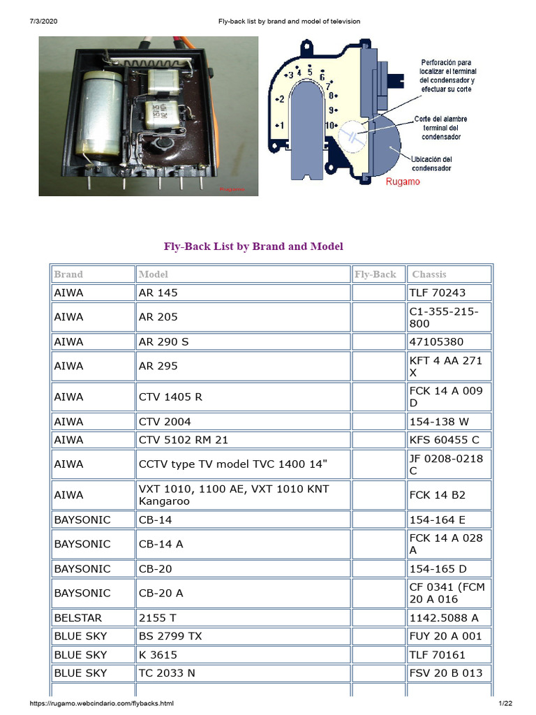 Fly-Back List by Brand and Television Model | PDF | Lg Corporation
