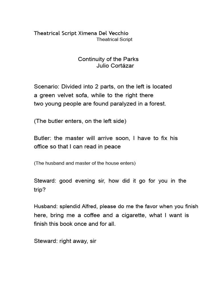 Theatrical Script Continuity and The Parks | PDF