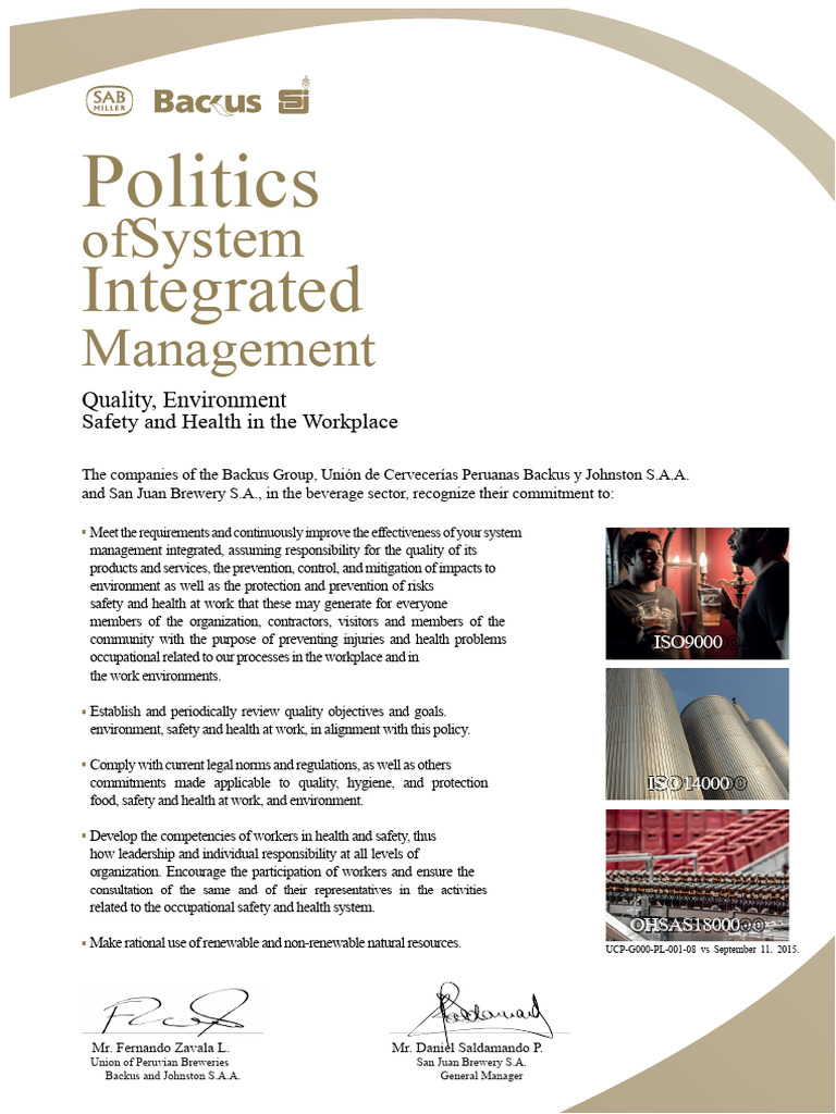 Integrated Management System Policy Backus PDF | PDF