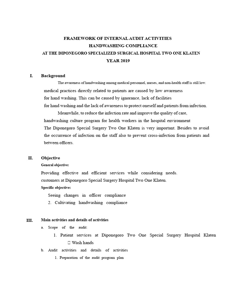 audit framework for handwashing | PDF | Hand Washing | Audit