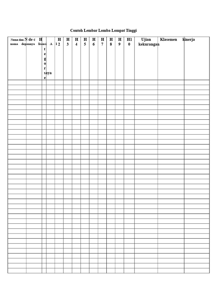 Contoh Lembar Lomba Lompat Tinggi | PDF