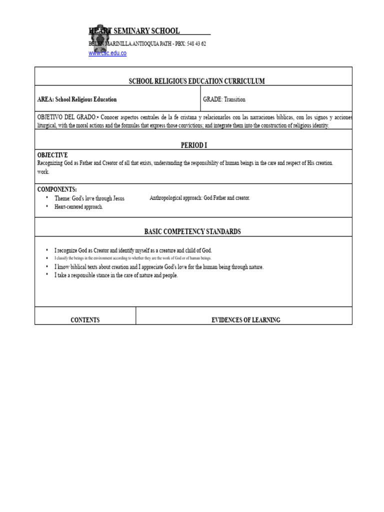 Transition Religious Education Curriculum | PDF | Jesus | Procedural ...