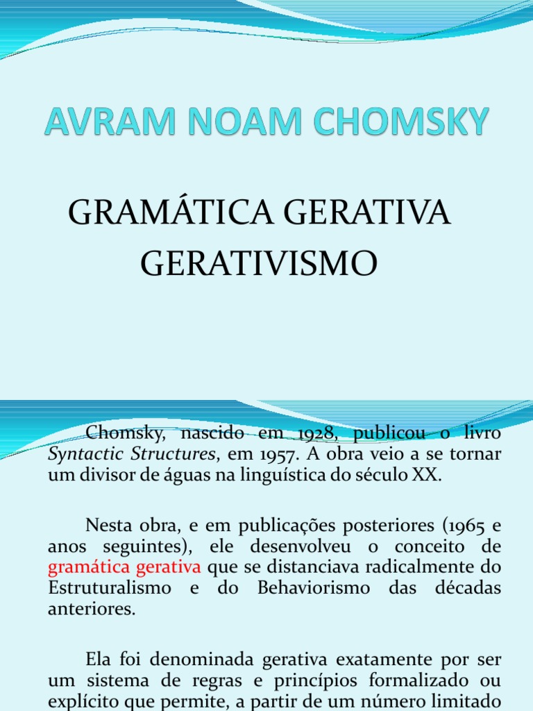 Avram Noam Chomsky | PDF | Noam Chomsky | Gramática