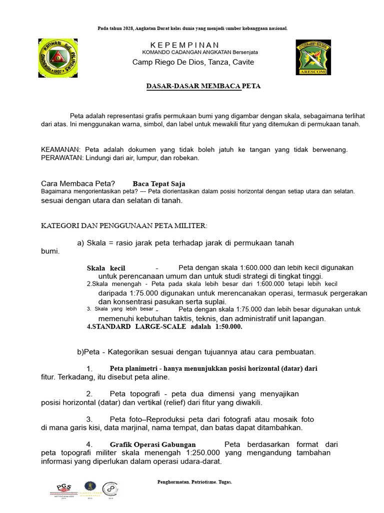 Panduan Membaca Peta Militer 2028 | PDF