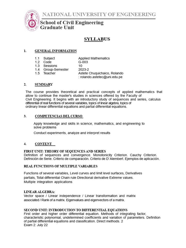 Applied Mathematics Syllabus PREMASTERS (1) | PDF | Equations | Algebra