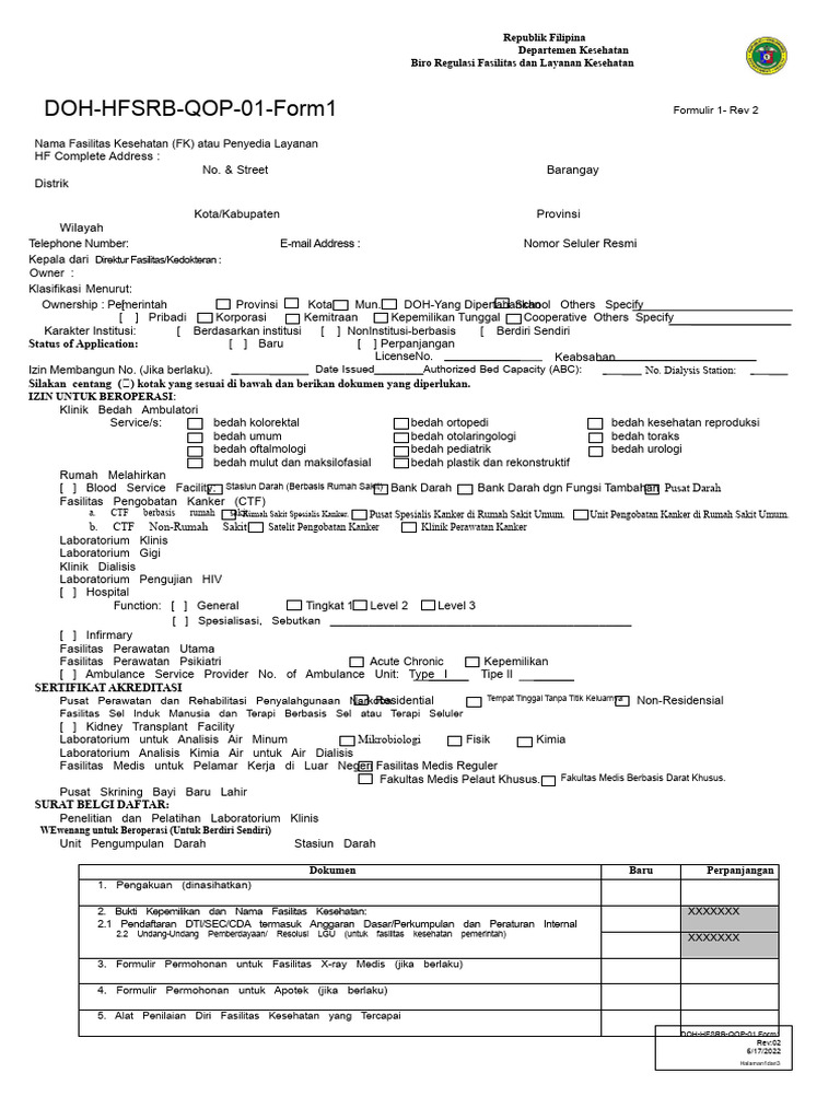 DOH-HFSRB-QOP01Form1 Rev2 6172022 | PDF