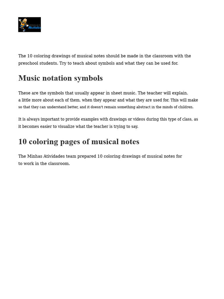 10 Coloring Pages of Musical Notes | PDF | Drawing