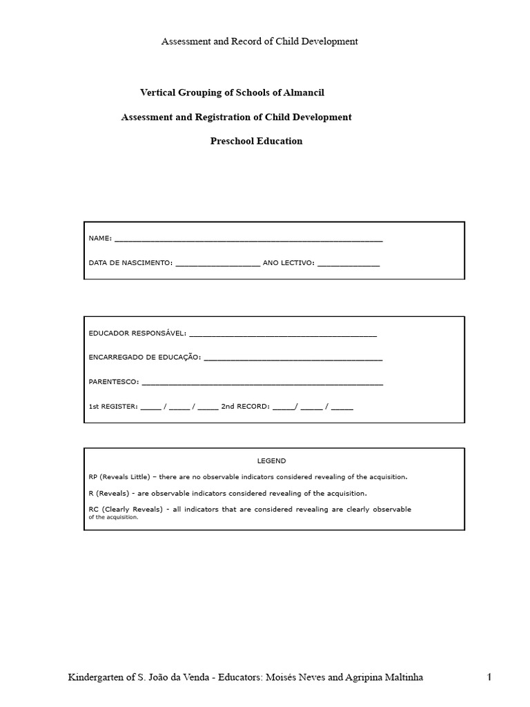 Child Development Assessment Form | PDF | Child Development | Cognition