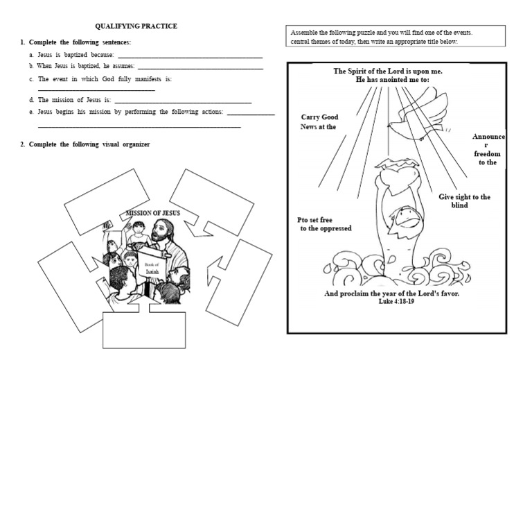 Topic 10 Activity Sheet Start of Jesus' Public Life | PDF | Baptism | Jesus