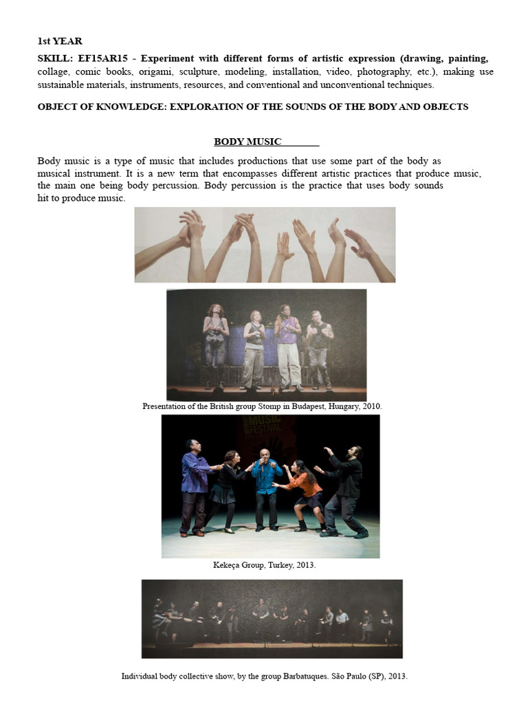 Body Music: Exploring Sound Creation | PDF | Performing Arts