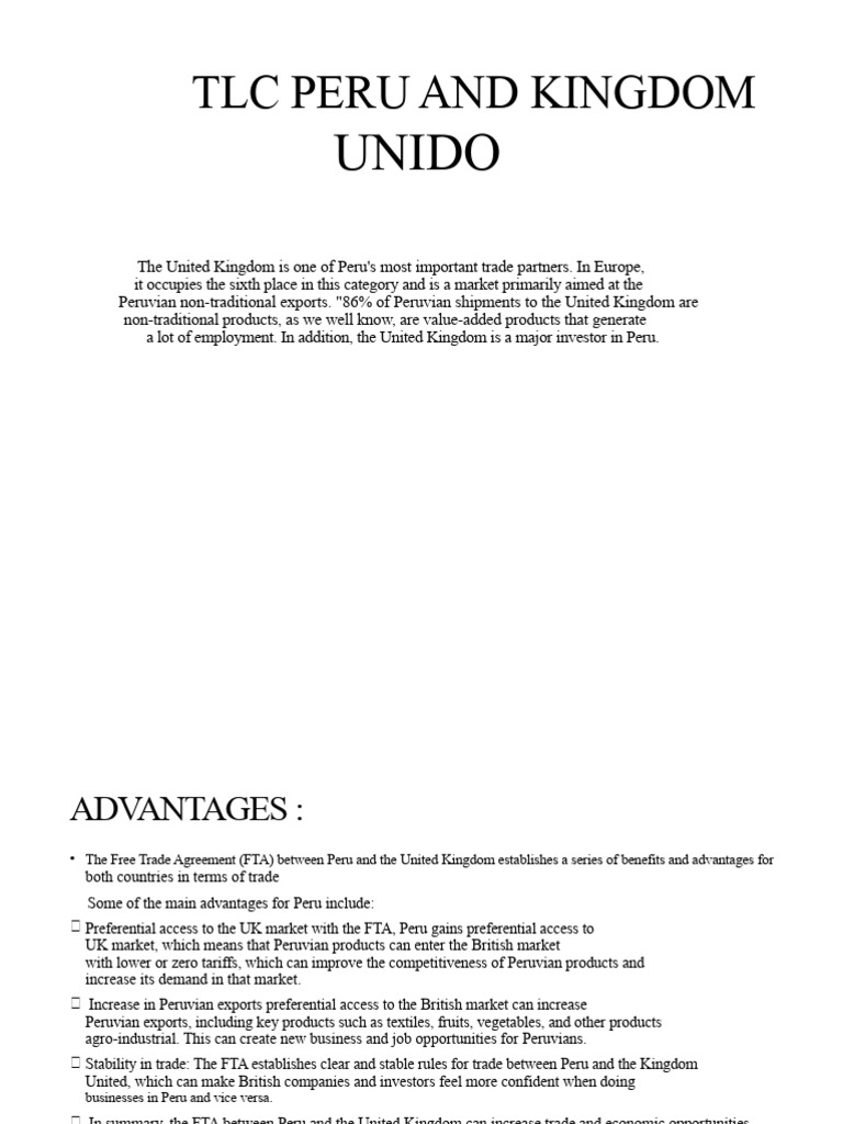 TLC Peru and The United Kingdom | PDF | Trade Agreements | Exports