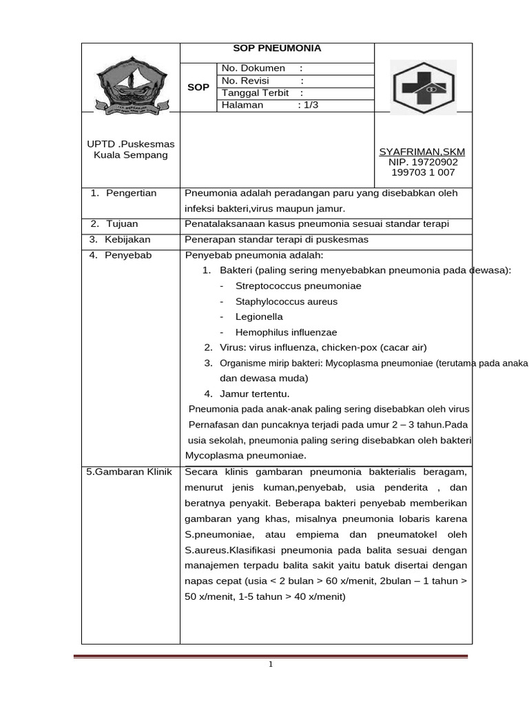 SOP Program Pneumonia | PDF