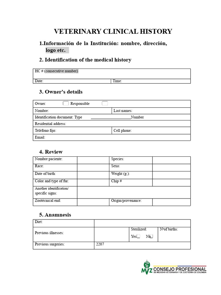 Veterinary Clinical Record Format | PDF | Medical Diagnosis | Physical ...