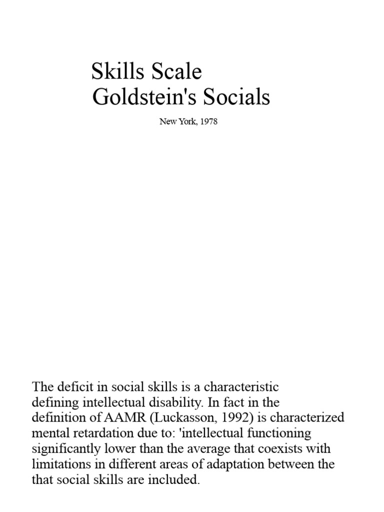 Goldstein Social Skills Assessment Guide | PDF | Social Skills ...