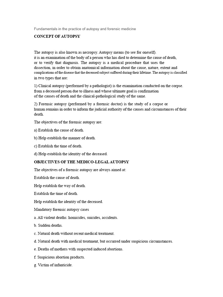 Fundamentals in The Practice of Autopsy and Forensic Medicine | PDF