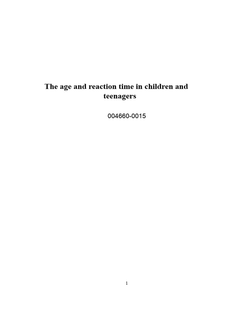 Age Impact on Children's Reaction Time | PDF | Mental Chronometry ...