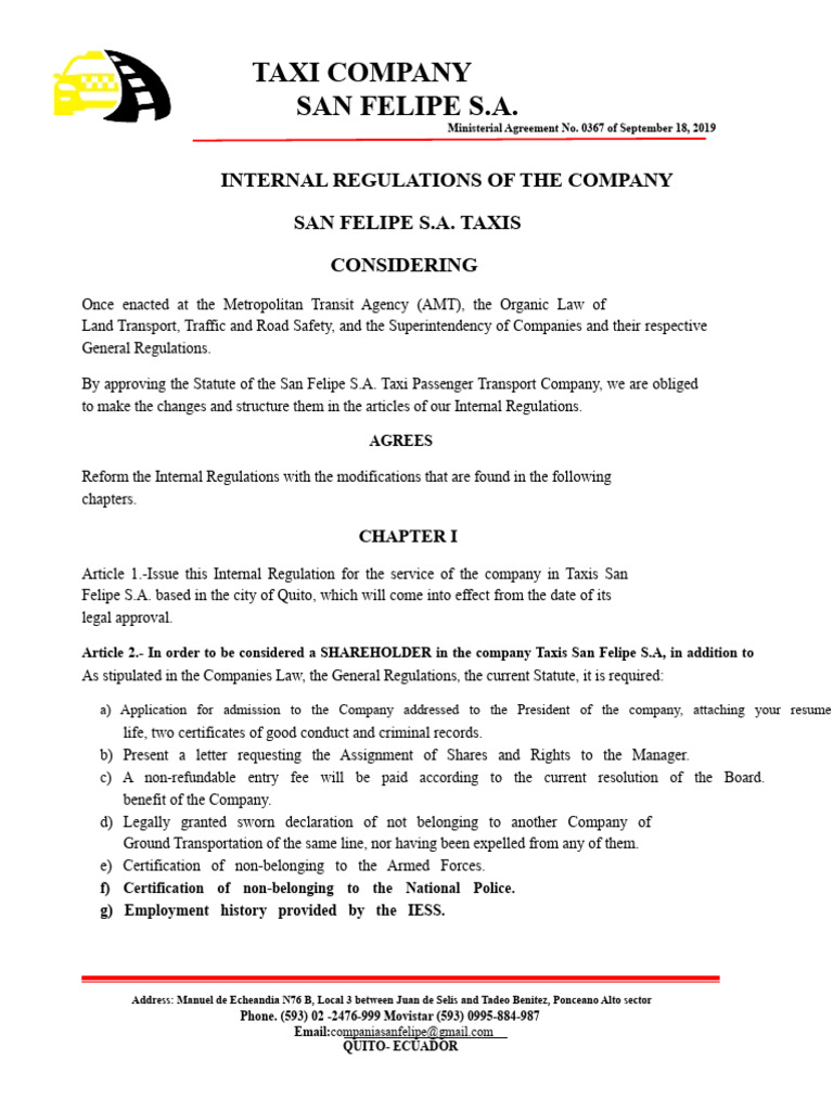 INTERNAL REGULATIONS 2022 | PDF | Board Of Directors