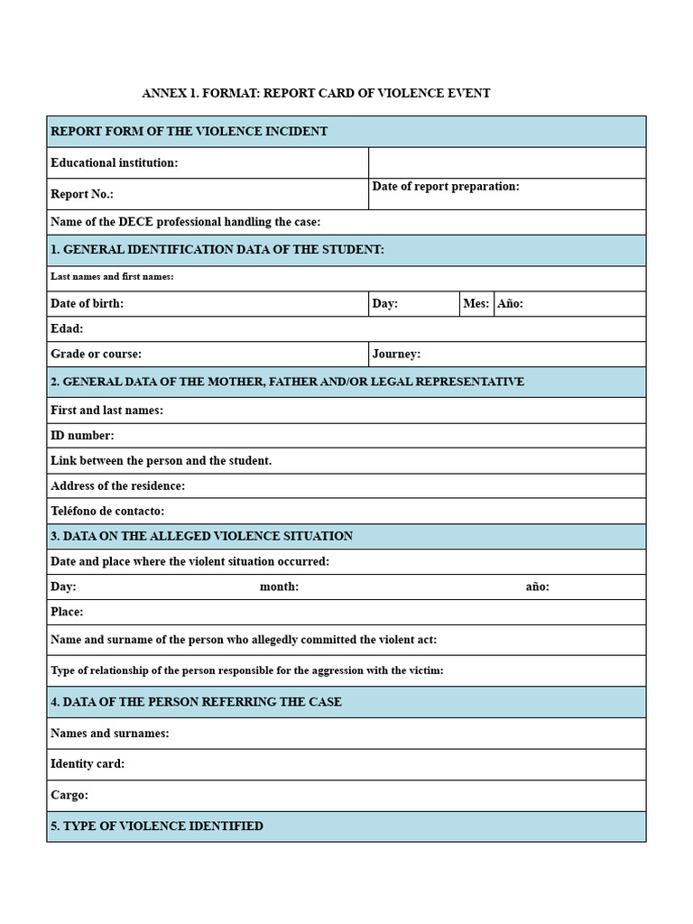 Report Card of The Act of Violence | PDF