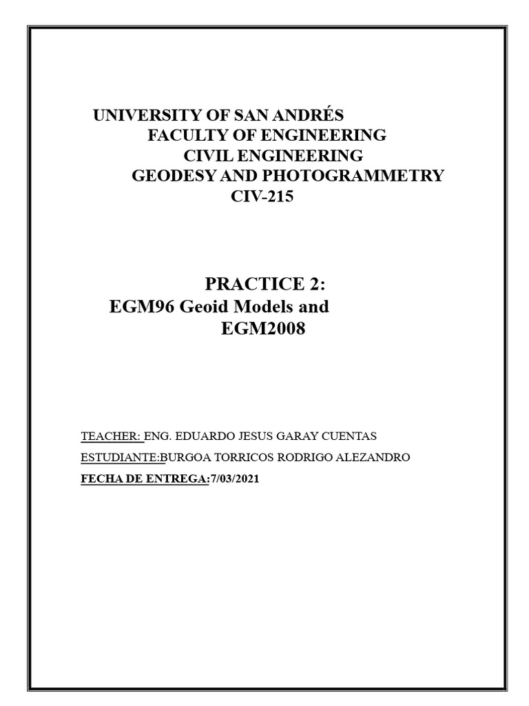 P2 Models of Geoids EGM96 and EGM2008 - Photogrammetry | PDF | Geodesy ...
