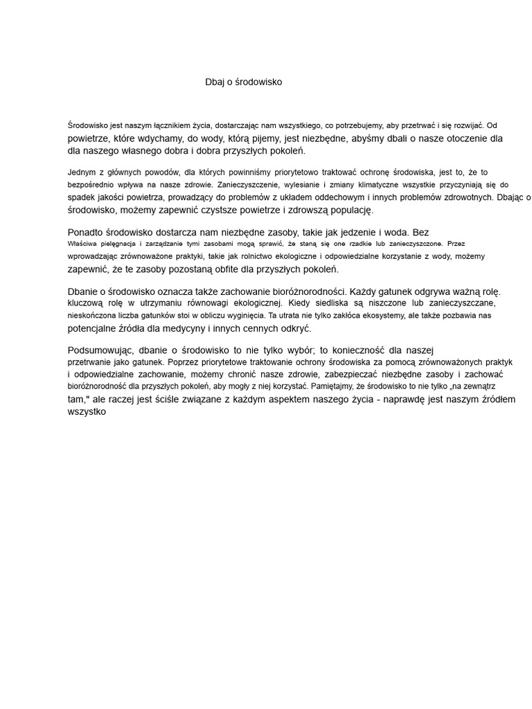 Dbaj o Środowisko | PDF