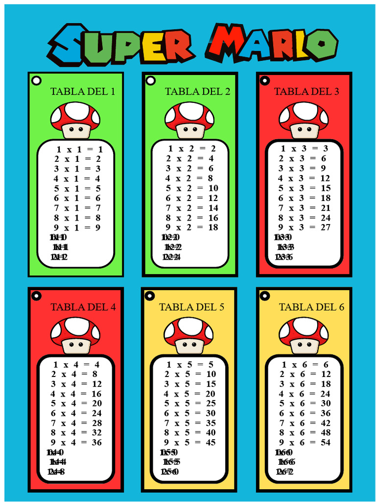 Multiplication Tables Keychain Mario Bros Design PDF | PDF
