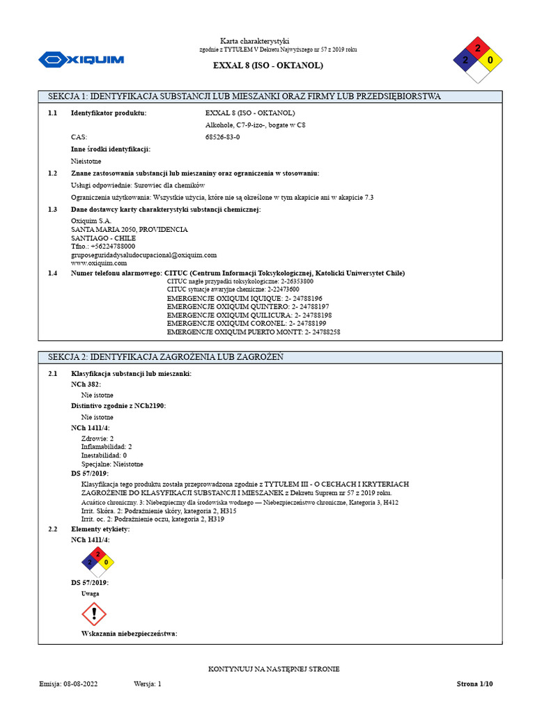 Exxal 8 (Iso - Oktanol) | PDF