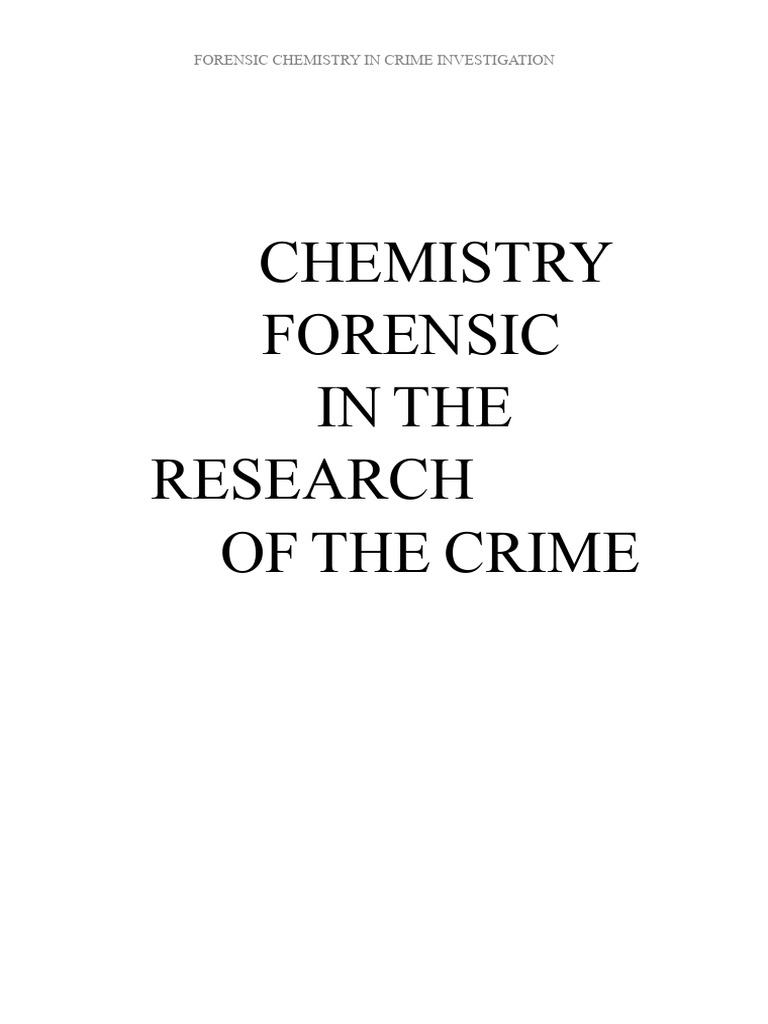 25.08.11 Forensic Chemistry in Crime Investigation.pdf | PDF | Forensic Science | White Blood Cell
