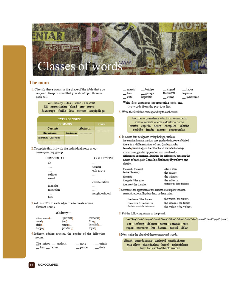 Understanding Noun Classes and Types | PDF | Adjective | Noun