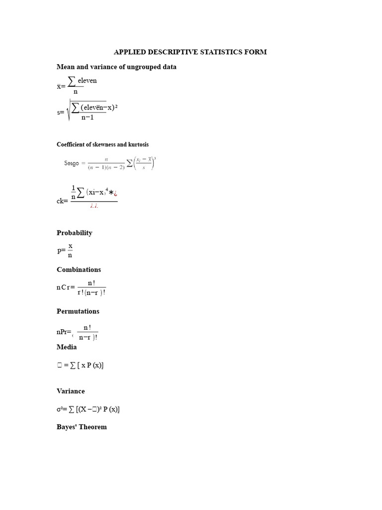 DESCRIPTIVE STATISTICS FORM (Final) | PDF