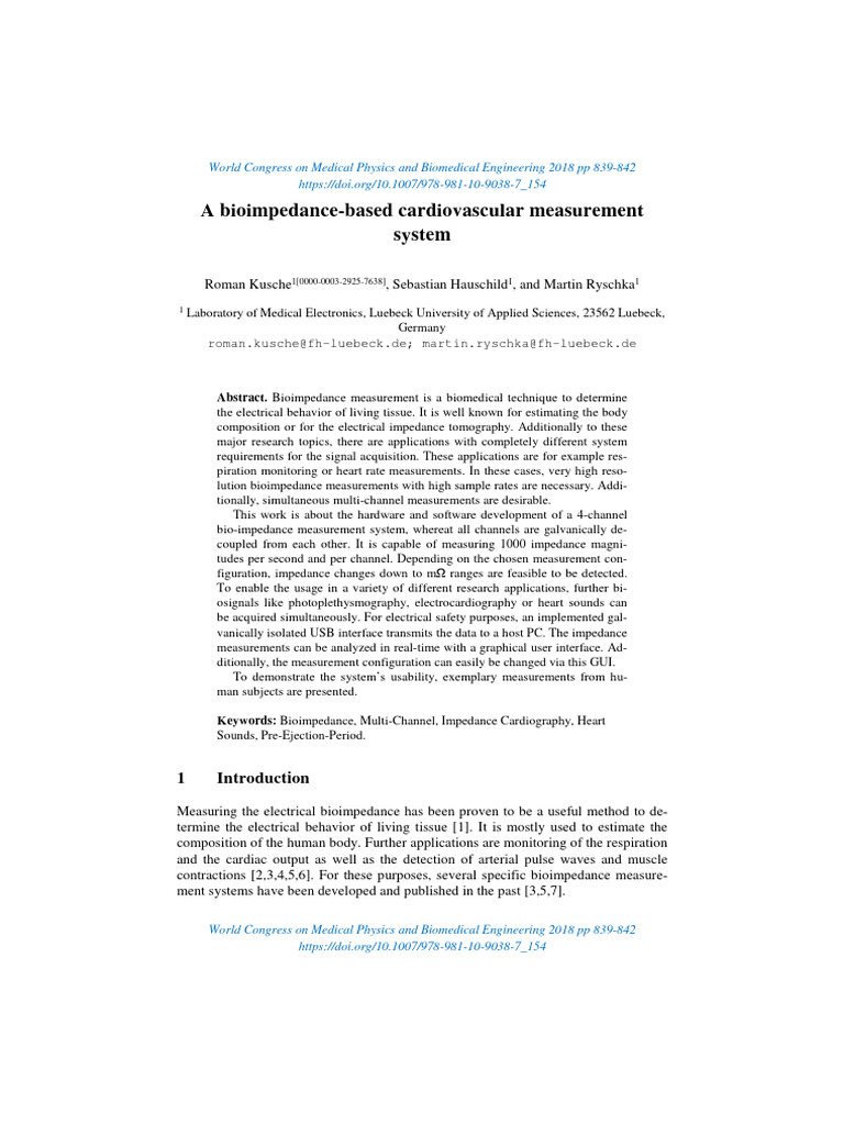 A Bioimpedance-Based Cardiovascular Measurement System | PDF ...