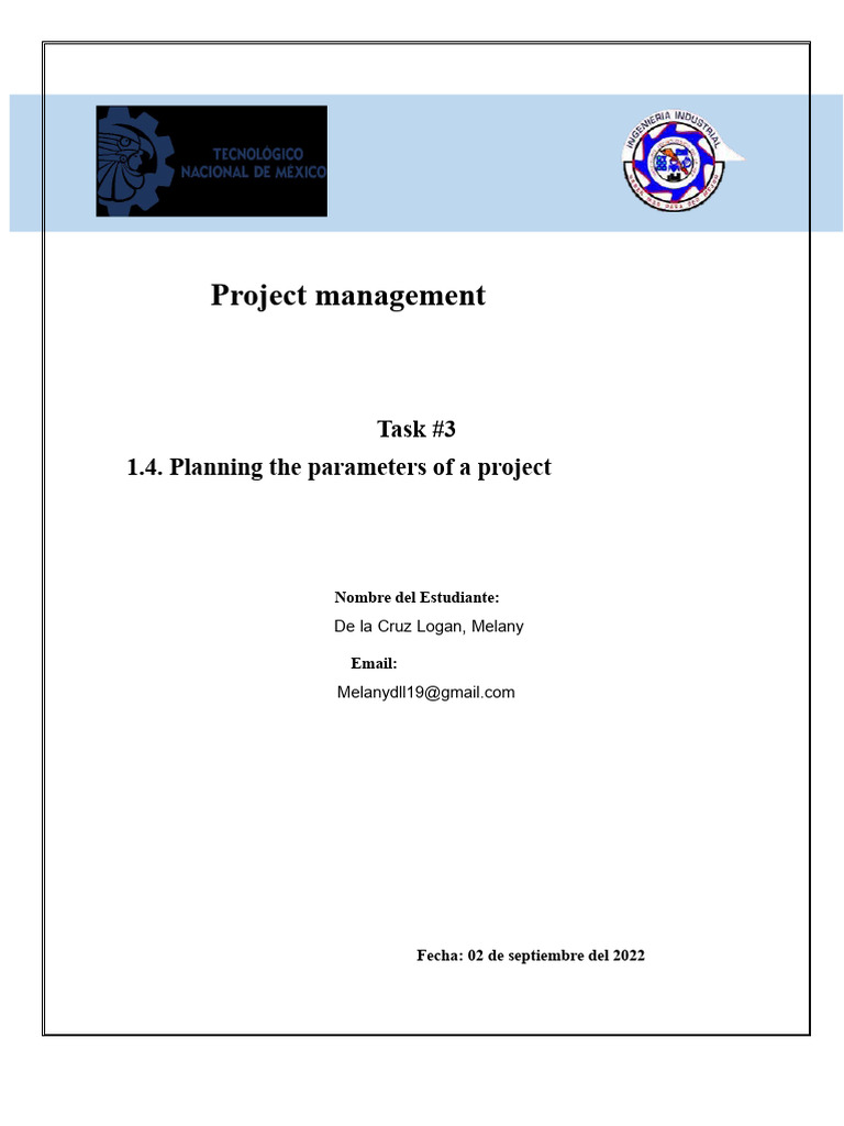 Project Management: Planning Parameters | PDF | Specification ...