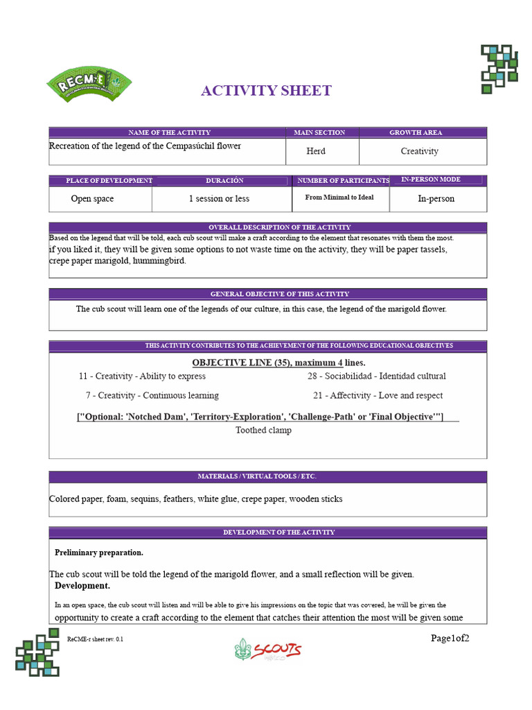 ReCME File Recreation of The Legend of The Cempasúchil Flower GPO45 | PDF