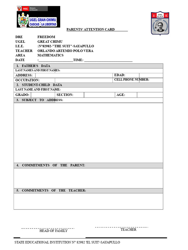 Parent Attention Sheet | PDF