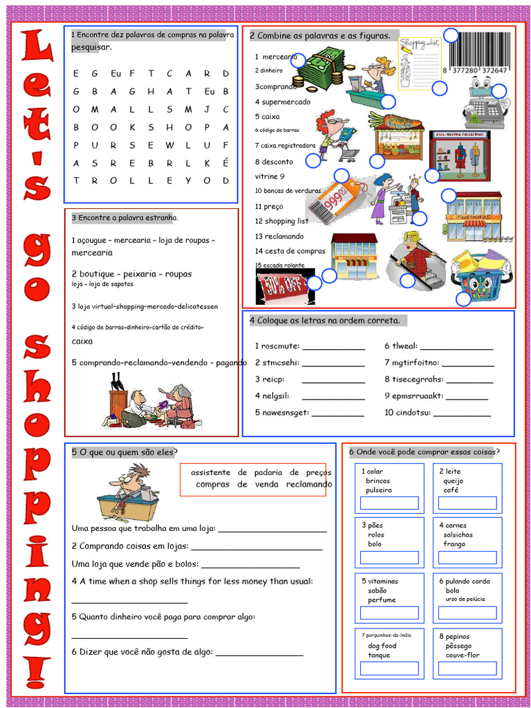 59599 Exercícios de Vocabulário de Compras | PDF