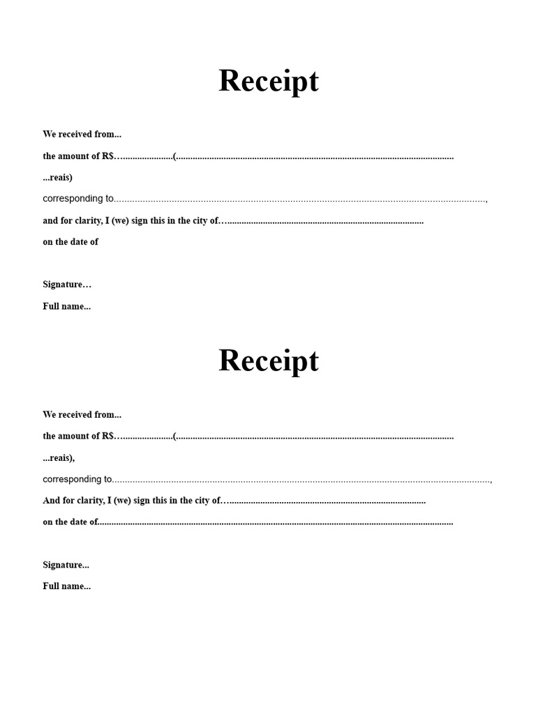 Simple Receipt Model For Printing | PDF