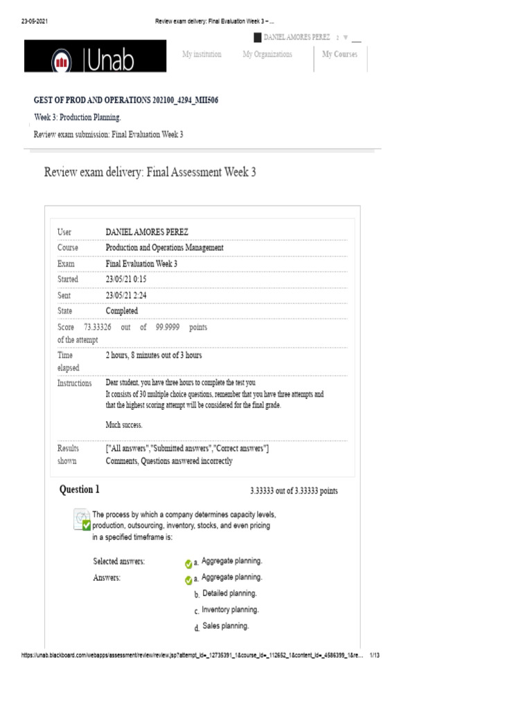 Final Evaluation Week 3: Exam Review | PDF | Multiple Choice | Inventory