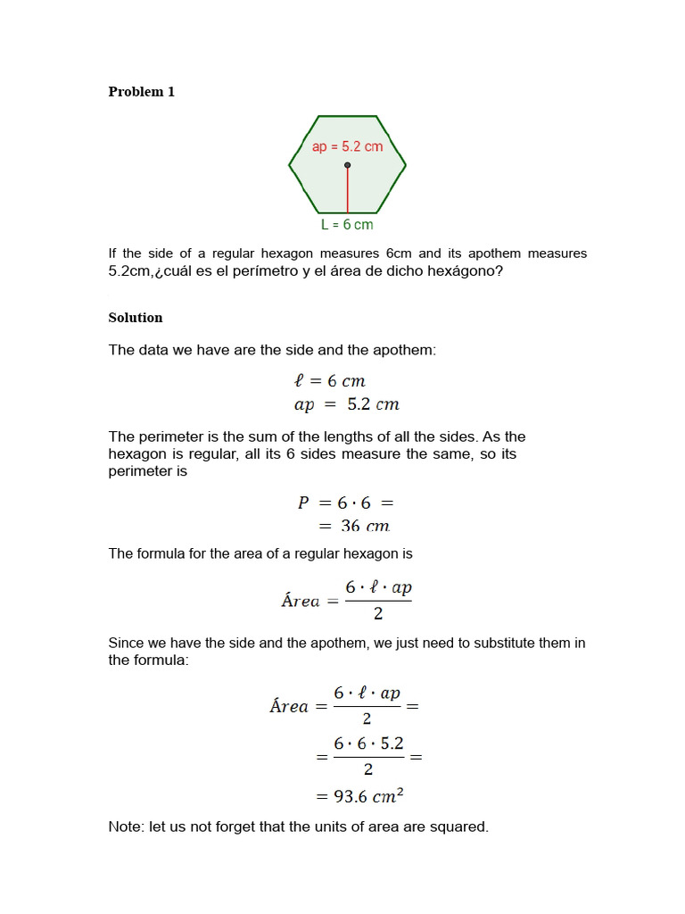 Hexagon Area Perimeter | PDF