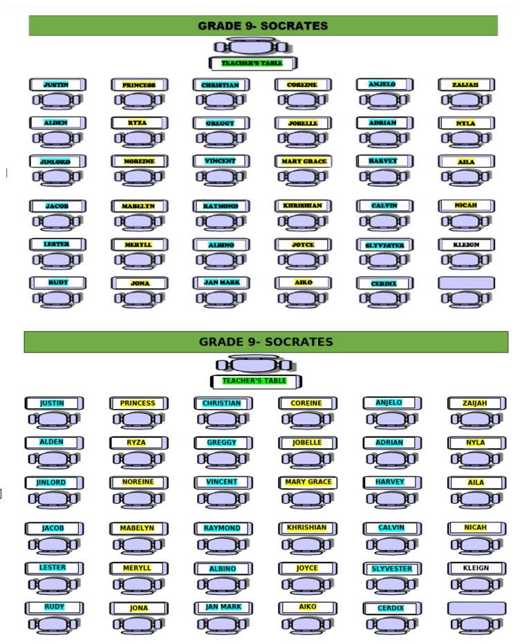 Classroom Seating Chart Template 01 | PDF