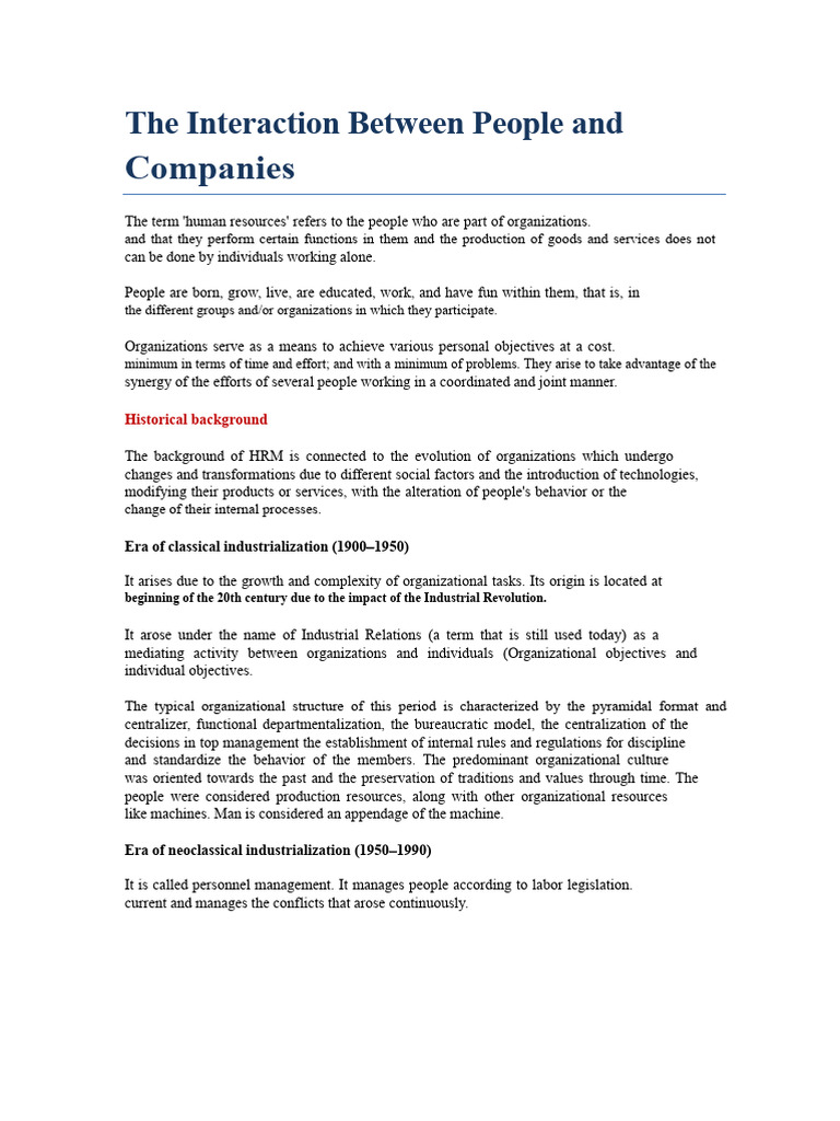 Summary L - 1 The Interaction Between People and Companies | PDF ...