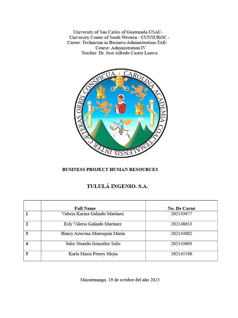 Human Resources Project at Tululá S.A. | PDF | Human Resource ...