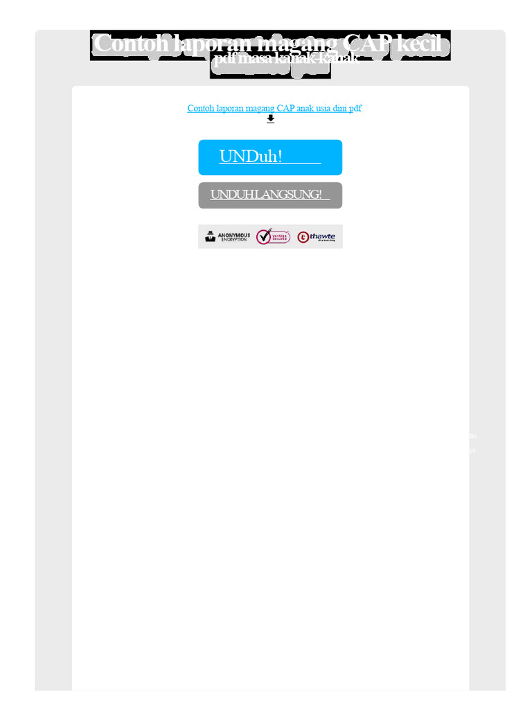 Contoh Laporan Magang CAP Usia Dini | PDF
