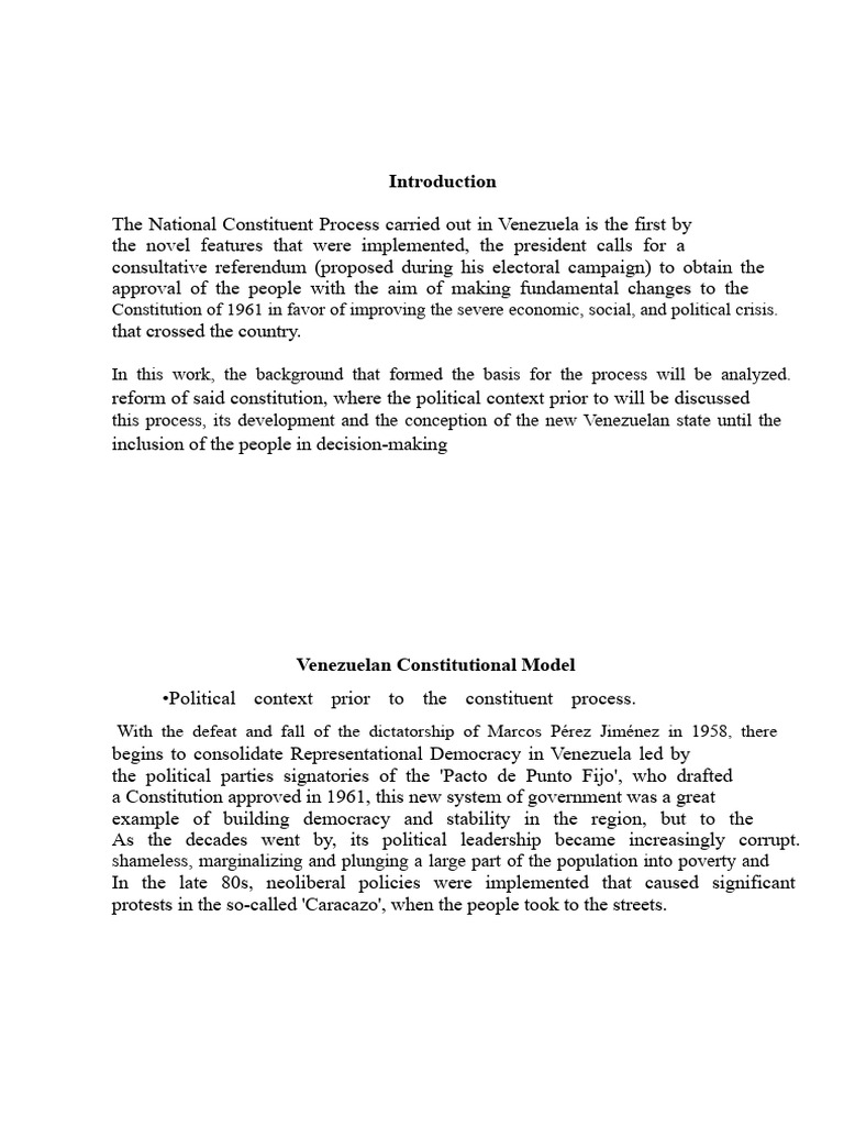 361021664-Venezuelan Constitutional Model | PDF | Venezuela | Hugo Chávez