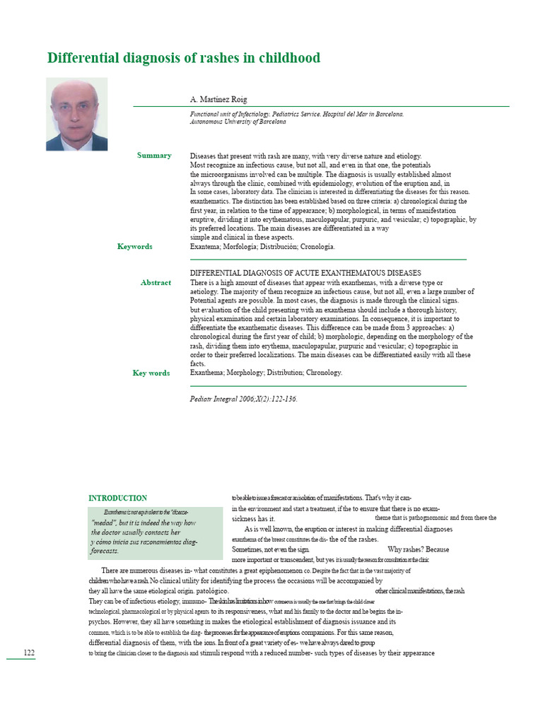 Childhood Rash Differential Diagnosis | PDF | Infection | Measles