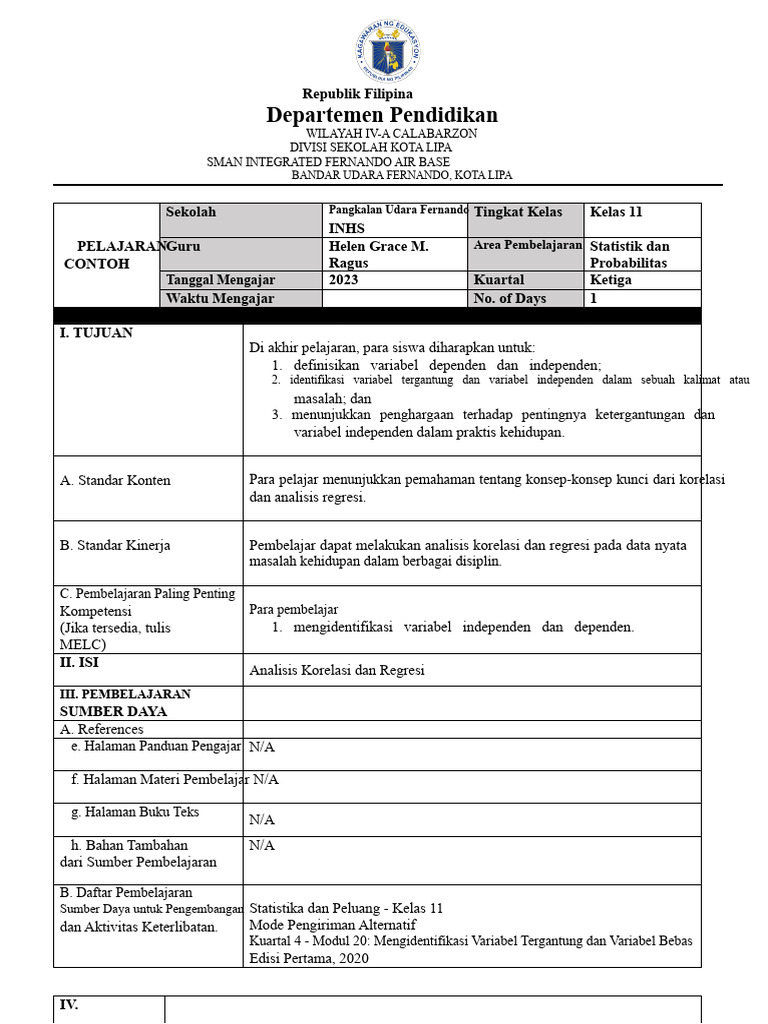 Instruksi Diferensiasi dalam Statistika dan Probabilitas Variabel ...