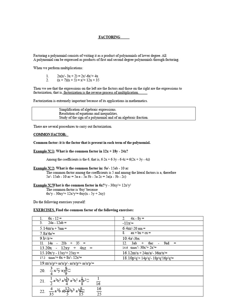 Understanding Polynomial Factoring Techniques | PDF | Factorization ...