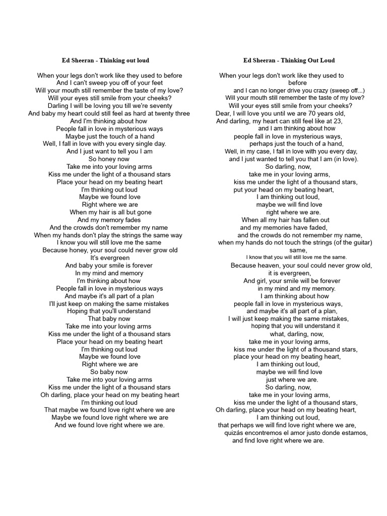 Ed Sheeran Thinking Out Loud | PDF