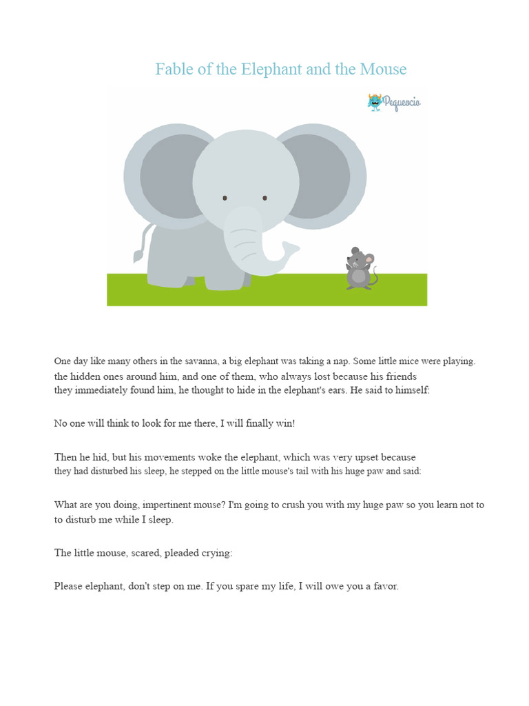 Elephant and Mouse: A Fable of Kindness | PDF